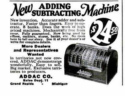 The Addac adding machine - Jaap's Mechanical Calculators Page